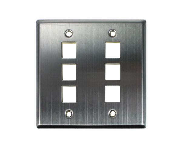 Blank Steel Double Gang Keystone Wall Plate, 4-6-12 Ports – Fiber Savvy